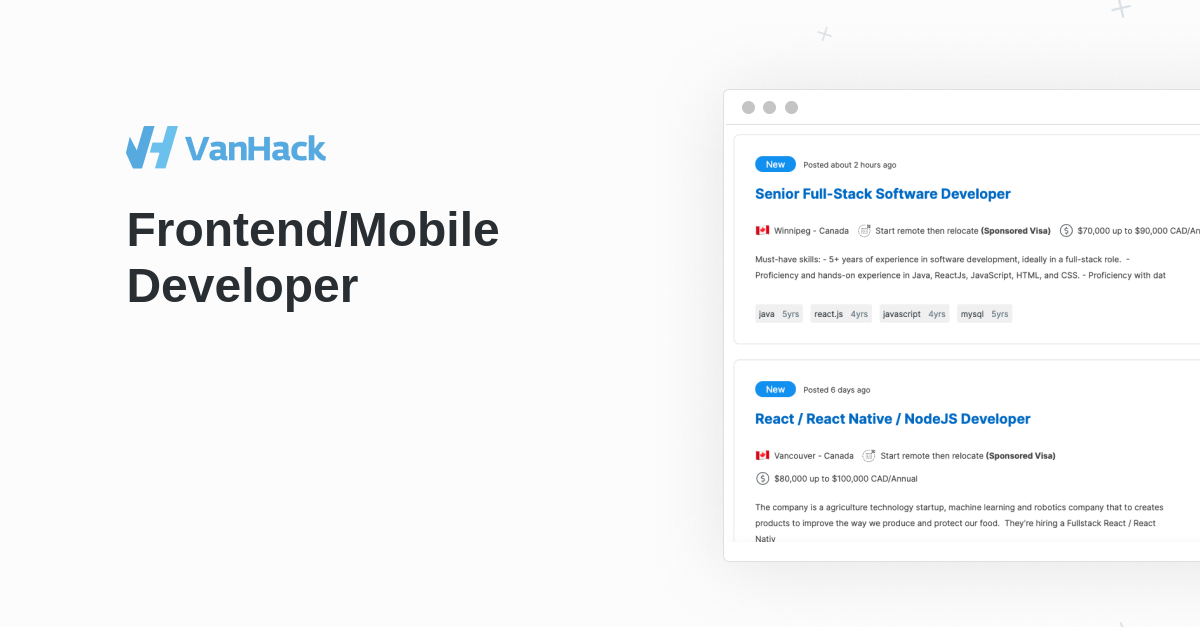 Frontend/Mobile Developer - VanHack